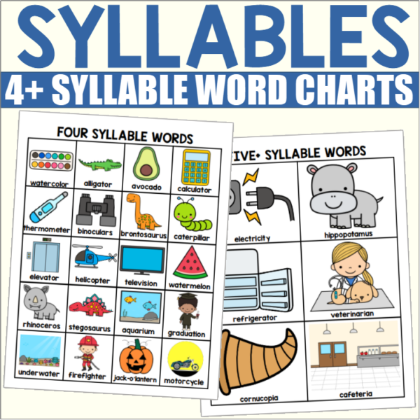 Four Syllable Word Charts Freebie | Made By Teachers
