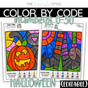 Halloween Math Color by Number Recognition Worksheets Editable - Made ...
