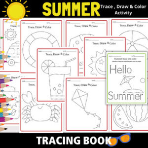 Summer Tracing & Coloring Pages | Pencil Control, Handwriting Practice ...