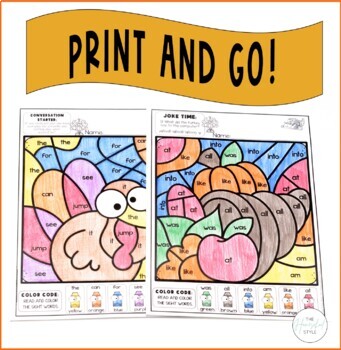 Thanksgiving Color by Sight Word Editable Activities - Made By Teachers