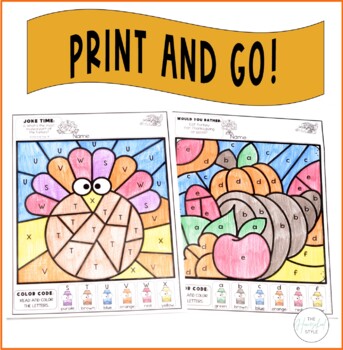 Thanksgiving Color by Letter Editable Activities | Made By Teachers