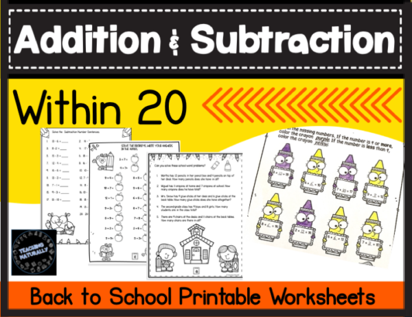 Back to School Addition and Subtraction within 20 | Made By Teachers