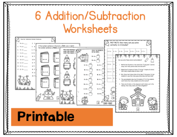 Back to School Addition and Subtraction within 20 - Made By Teachers