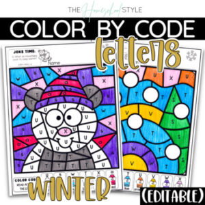 Winter Color by Letter Recognition Color by Code Activities Editable ...