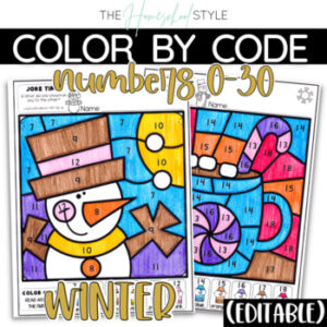 Winter Color by Number Recognition Worksheets Editable | Made By Teachers
