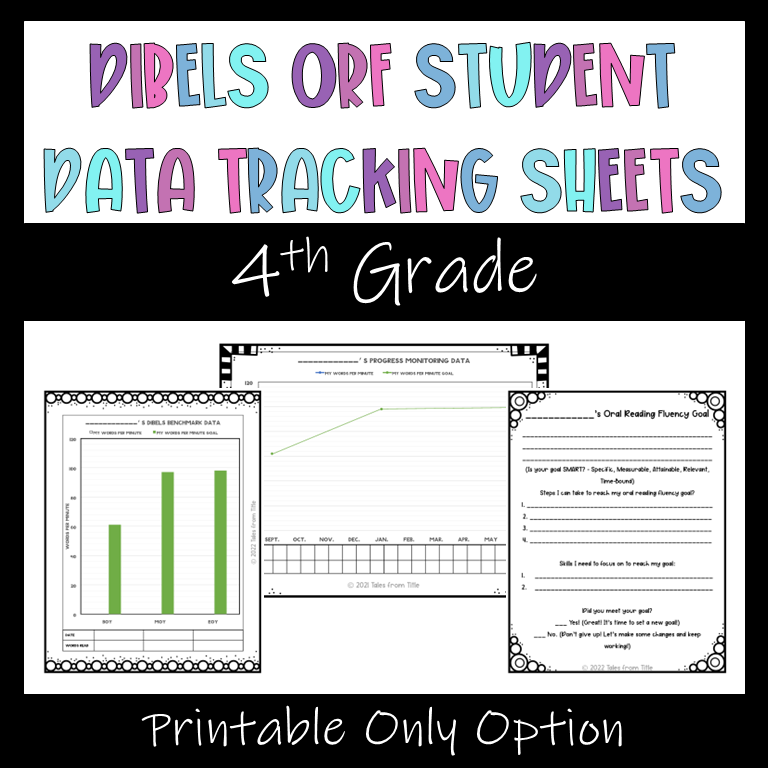 DIBELS ORF Student Data Tracking Sheets: 4th Grade Printable | Made By ...