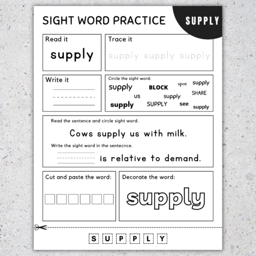 9th 100 Fry Sight Words: Fry's Ninth 100 Sight Words Worksheets, [SET 1 ...