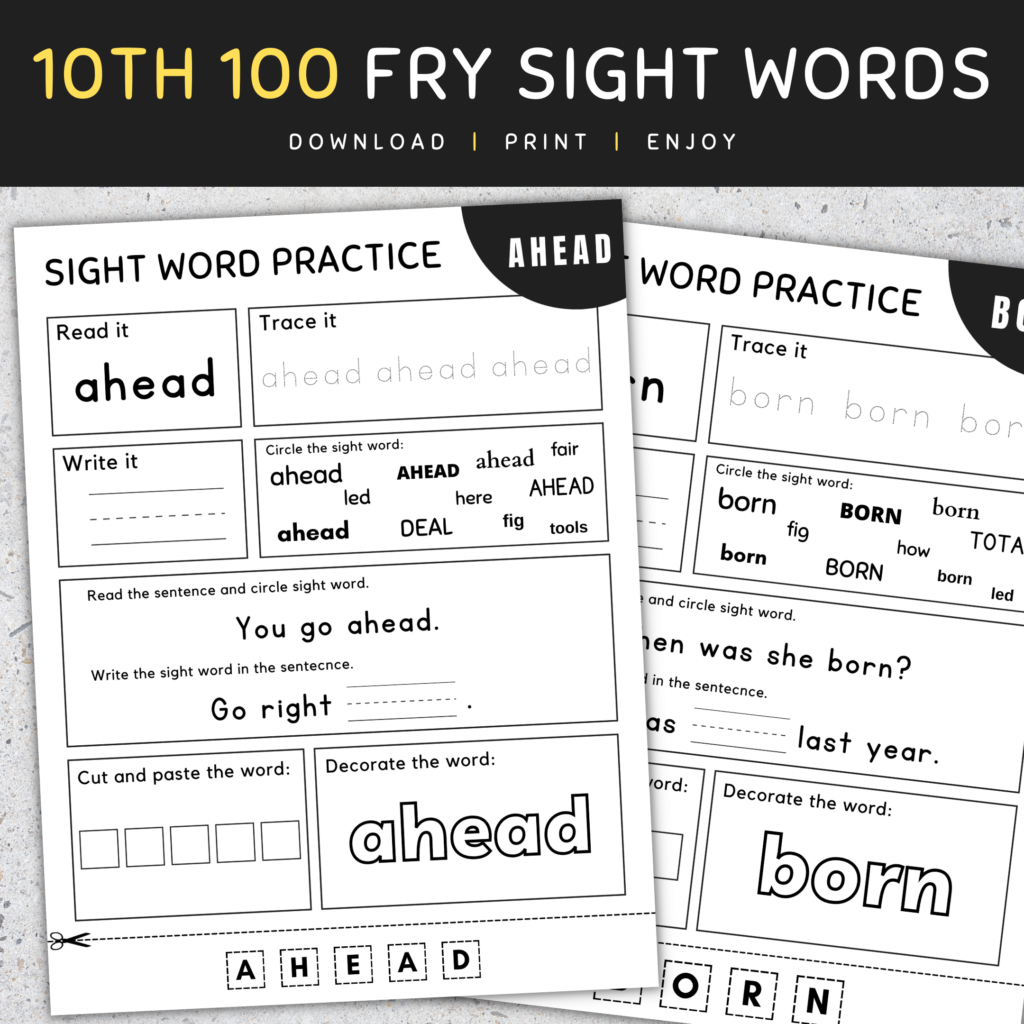 1st Grade Sight Words: Roll and Read Sight Words Worksheets, [SET 3 ...