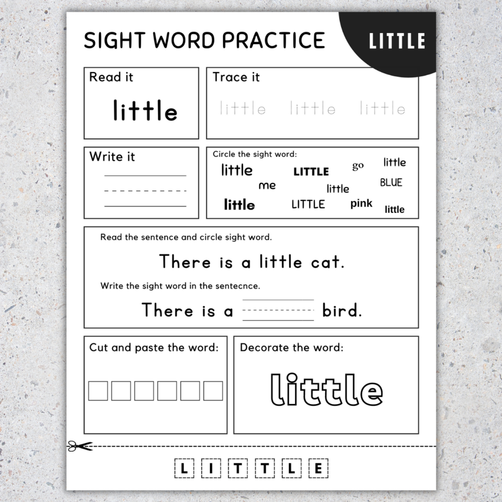 Pre-primer Sight Words: Pre-K Sight Words Worksheets, NO Prep, [SET 1 ...