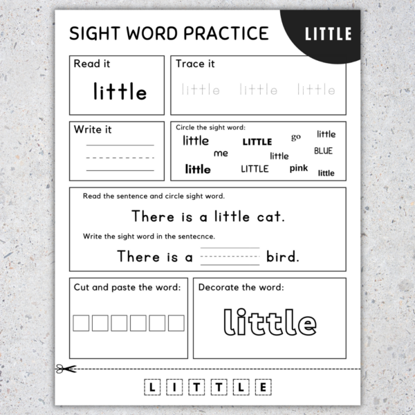 Pre-primer Sight Words: Pre-K Sight Words Worksheets, NO Prep, [SET 1 ...