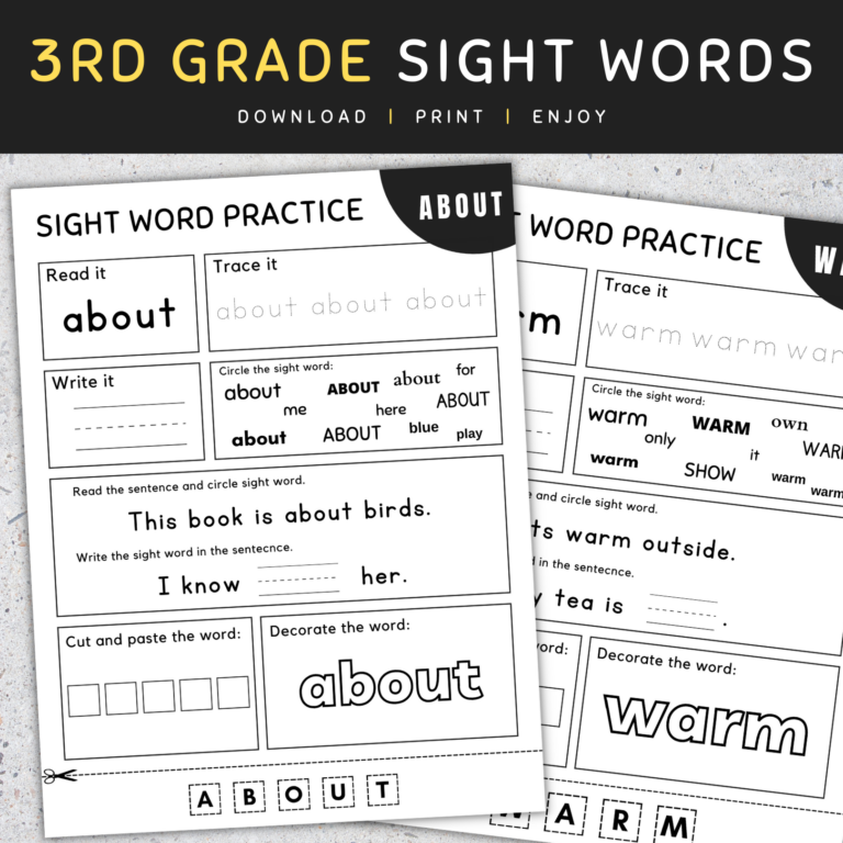 Third Grade Sight Words: 3rd Grade Sight Words Worksheets, [SET 1 ...