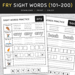 Fry Sight Words, 101-200: Sight Words Worksheets, NO PREP, [SET 2 ...