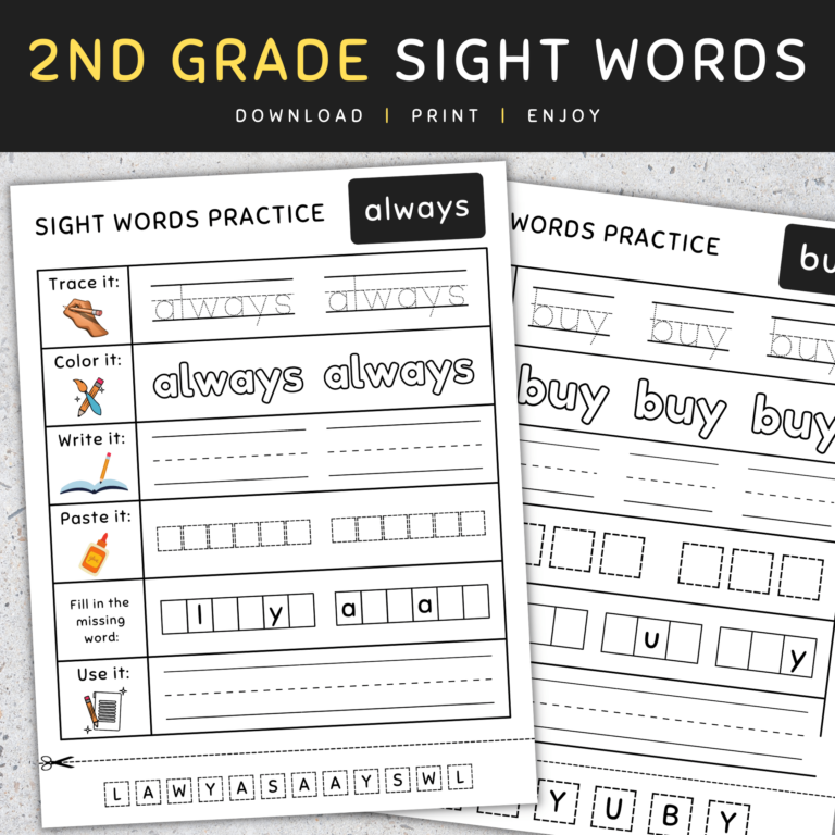 Second Grade Sight Words: 2nd Grade Sight Words Worksheets, [SET 2 ...