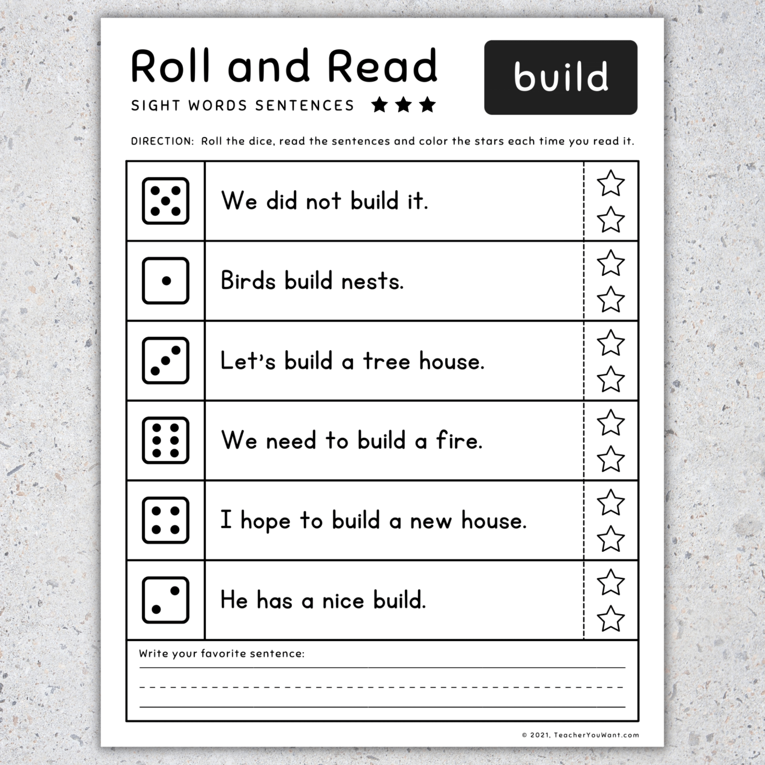 7th 100 Fry Sight Words: Roll & Read Sight Words, Fluency Worksheets ...