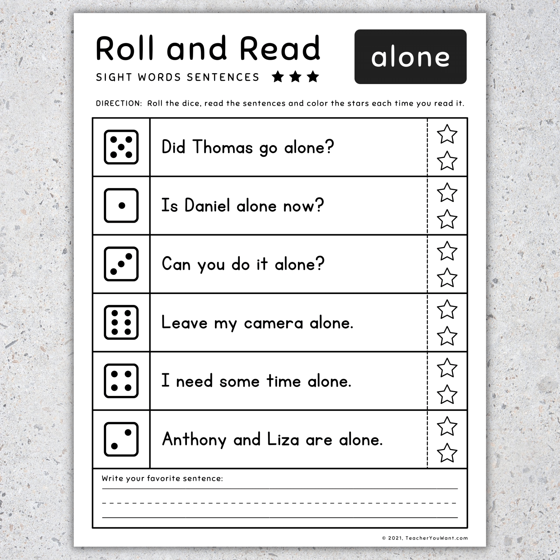 8th 100 Fry Sight Words: Roll & Read Sight Words, Fluency Worksheets ...