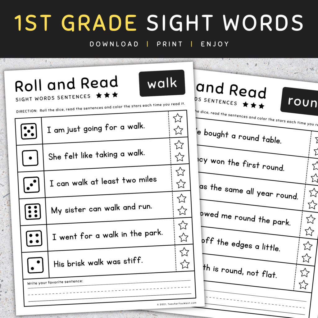 1st Grade Sight Words Roll And Read Sight Words Worksheets SET 3 1st Grade Sight Words Roll And Read Sight Words Worksheets SET 3