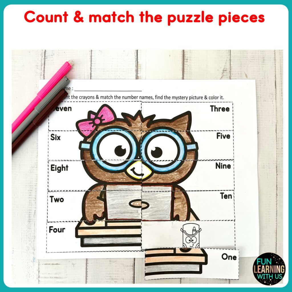 Back to School Counting to Ten Picture Puzzles | Math Mystery Picture ...