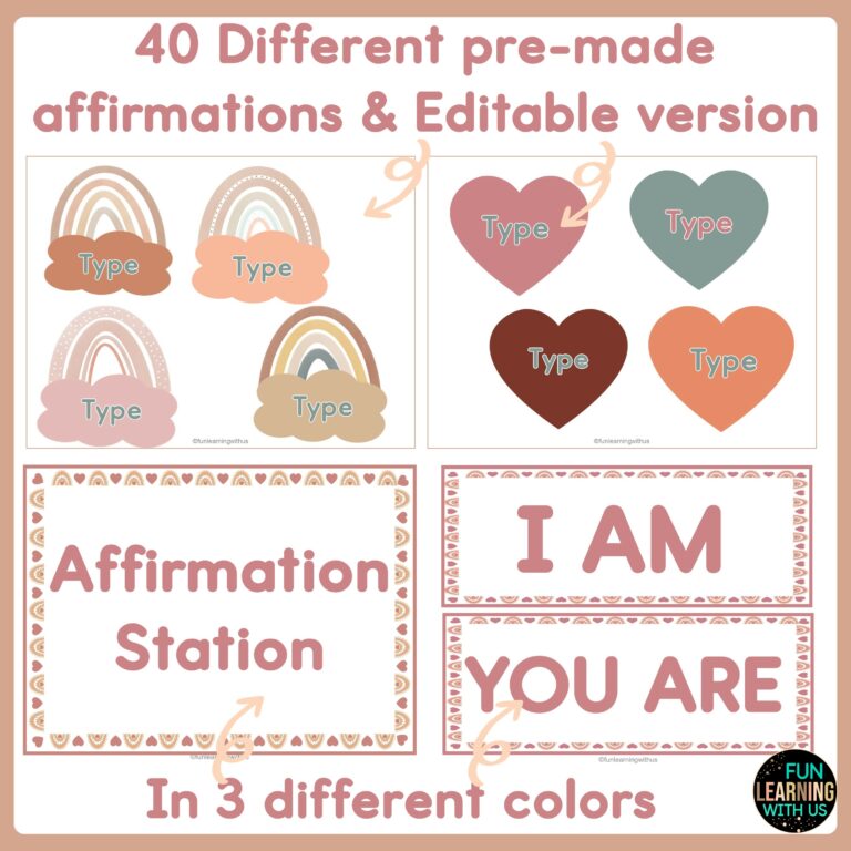 Boho Editable Rainbow Affirmation Station | Made By Teachers