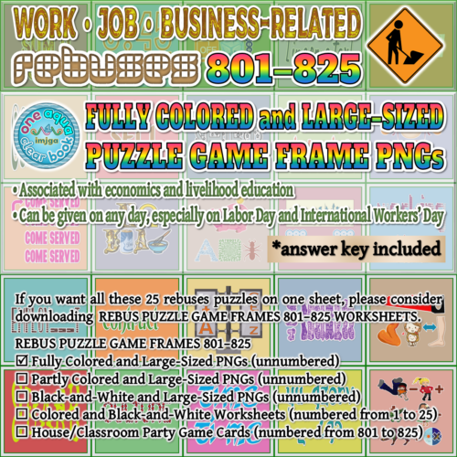 Partly Colored Rebus Puzzle Game Frames 1-100 PNGs - Made By Teachers