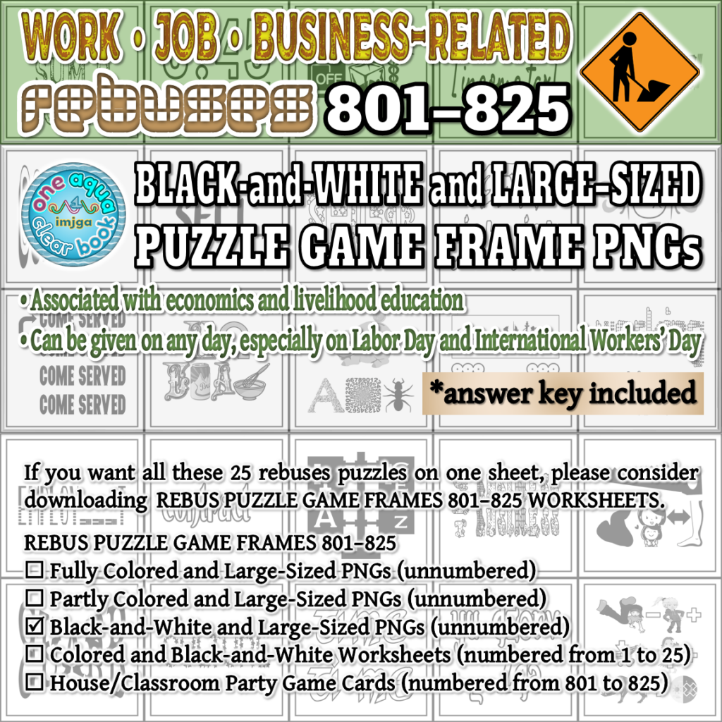 Black-&-White WORK • JOB • BUSINESS-RELATED Rebus Puzzle Game PNGs 801 ...
