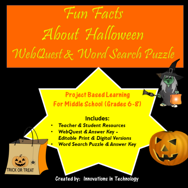 Fun Facts about Halloween WebQuest & Word Search Puzzle | Made By Teachers