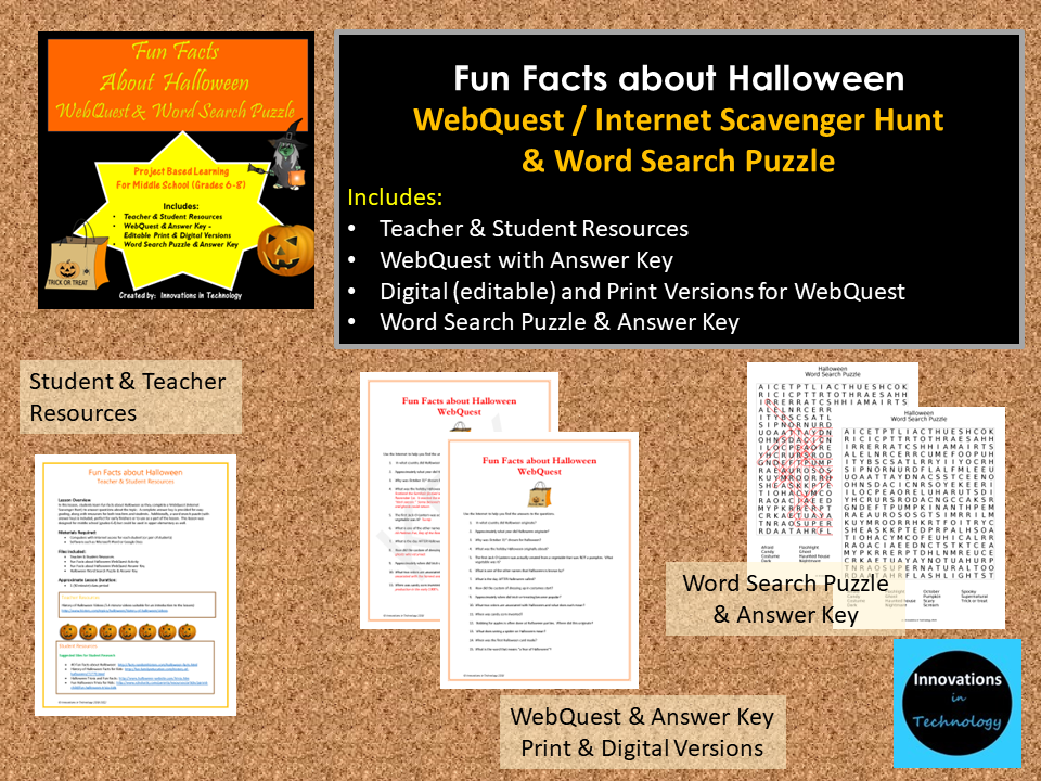 Fun Facts about Halloween WebQuest & Word Search Puzzle | Made By Teachers
