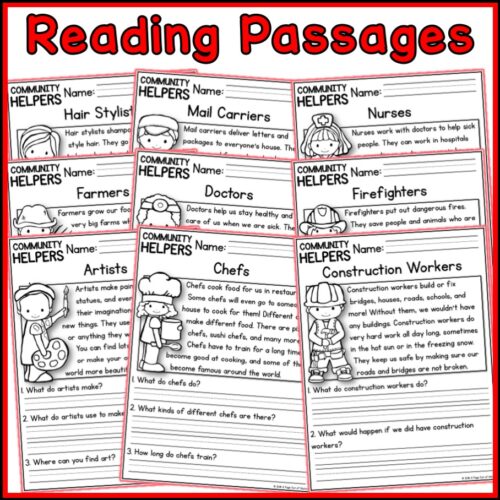 Community Helpers Social Studies Reading Comprehension Passages K-2 ...