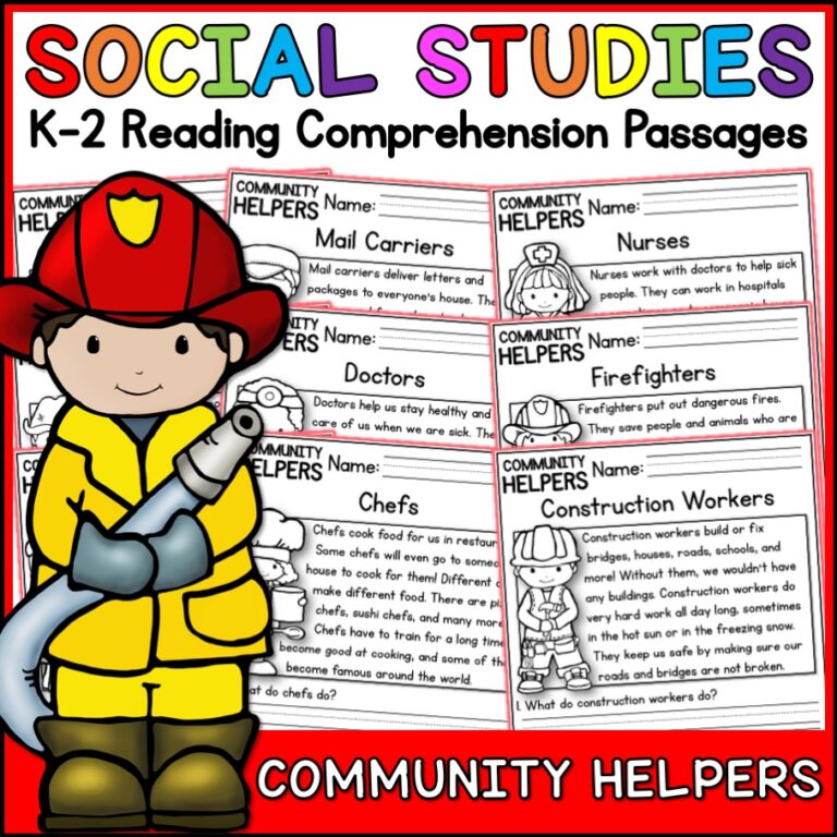 Community Helpers Social Studies Reading Comprehension Passages K-2 ...