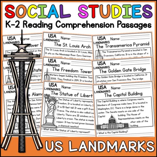United States Landmarks Social Studies Reading Comprehension Passages K ...