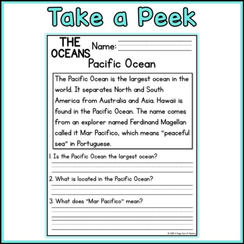 Oceans Social Studies Reading Comprehension Passages K-2 | Made By Teachers