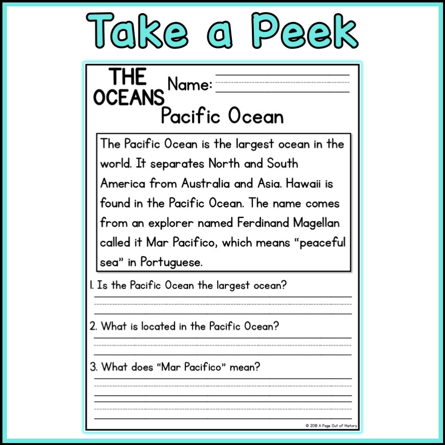 Oceans Social Studies Reading Comprehension Passages K-2 | Made By Teachers