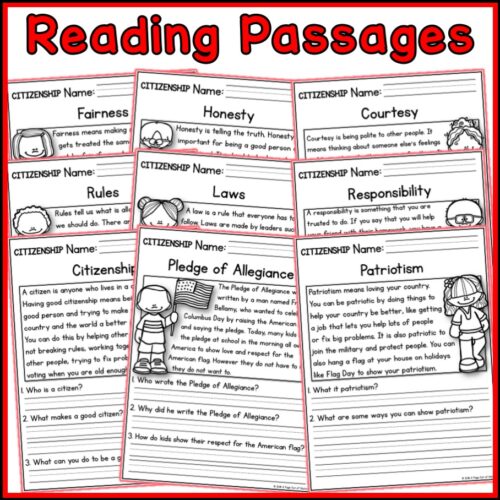 Citizenship Social Studies Reading Comprehension Passages K-2 - Made By ...