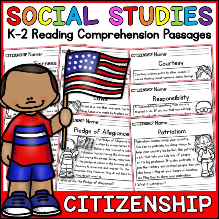 Citizenship Social Studies Reading Comprehension Passages K-2 - Made By ...