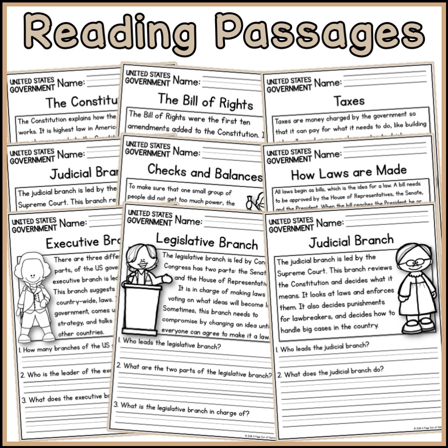 US Government Social Studies Reading Comprehension Passages K-2 - Made ...