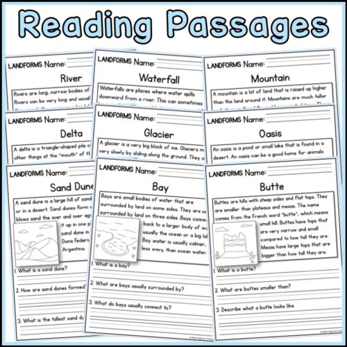 Landforms Social Studies Science Reading Comprehension Passages K-2 ...
