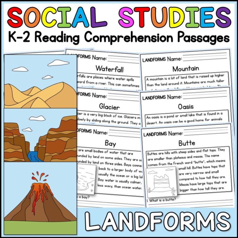 Landforms Social Studies Science Reading Comprehension Passages K-2 ...