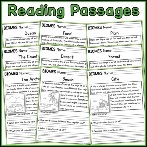 Biomes Social Studies Science Reading Comprehension Passages K-2 - Made ...