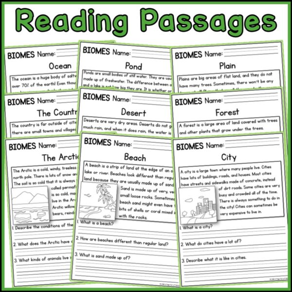 Biomes Social Studies Science Reading Comprehension Passages K-2 | Made ...
