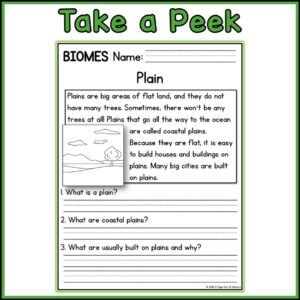 Biomes Social Studies Science Reading Comprehension Passages K-2 - Made ...