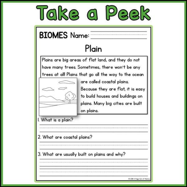 Biomes Social Studies Science Reading Comprehension Passages K-2 | Made ...