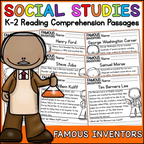 Famous Inventors Social Studies Reading Comprehension Passages K-2 ...