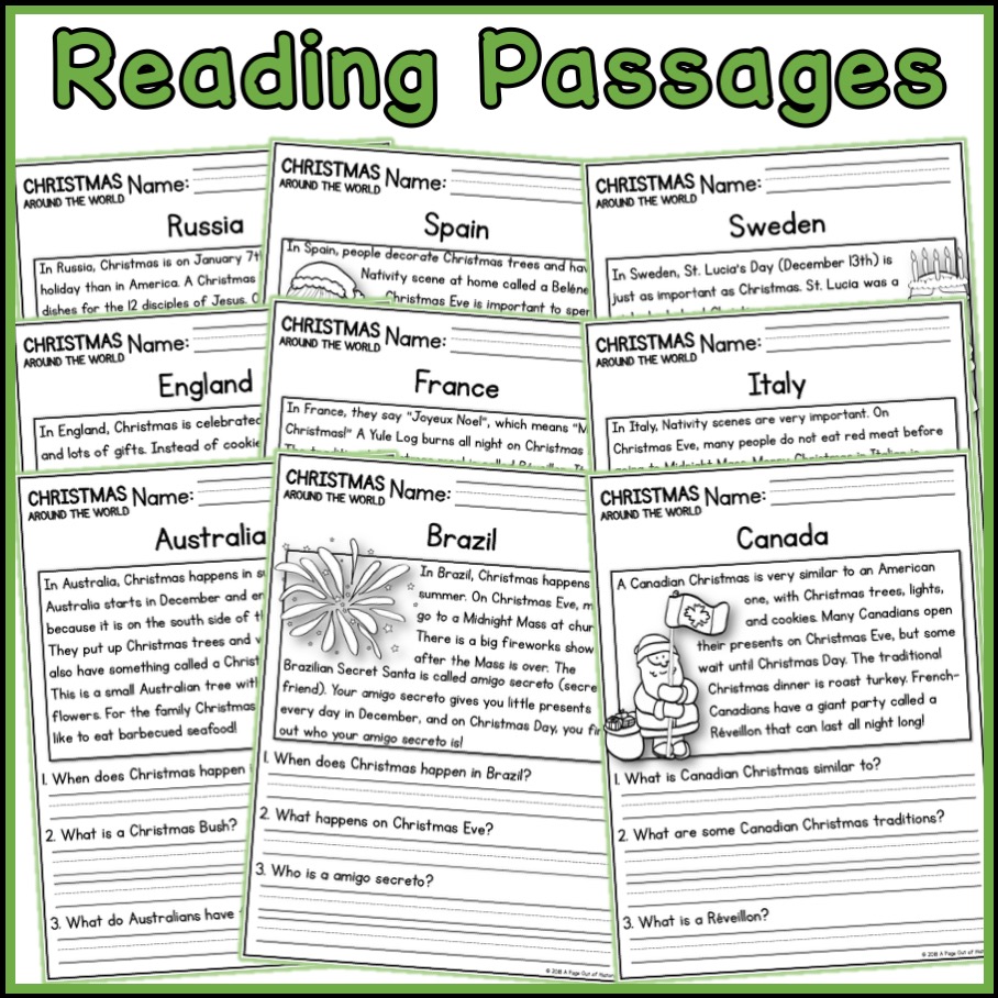 Christmas Around the World Social Studies Reading Comprehension K-2 ...