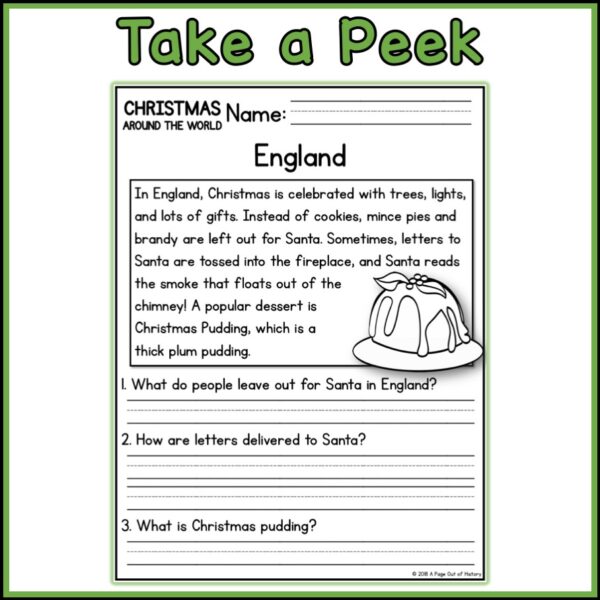 Christmas Around the World Social Studies Reading Comprehension K-2 ...