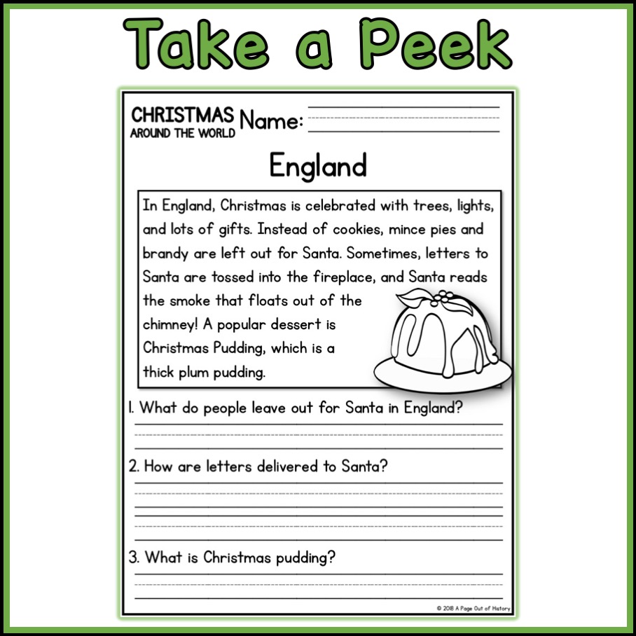 Christmas Around the World Social Studies Reading Comprehension K-2 ...