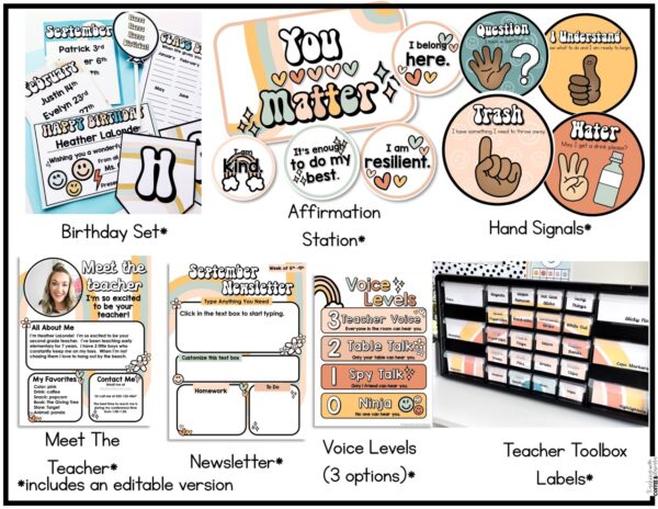 Retro Boho Classroom Decor Bundle | Made By Teachers