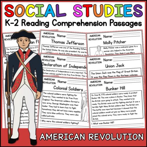 American Revolution Social Studies Reading Comprehension Passages K-2 ...
