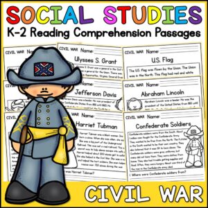 Civil War Social Studies Reading Comprehension Passages K-2 | Made By ...