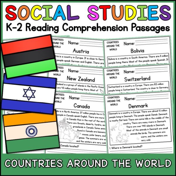 Countries Around the World Social Studies Reading Comprehension K-2 ...