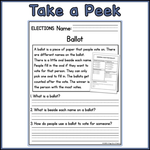 Elections Social Studies Reading Comprehension Passages K-2 | Made By ...