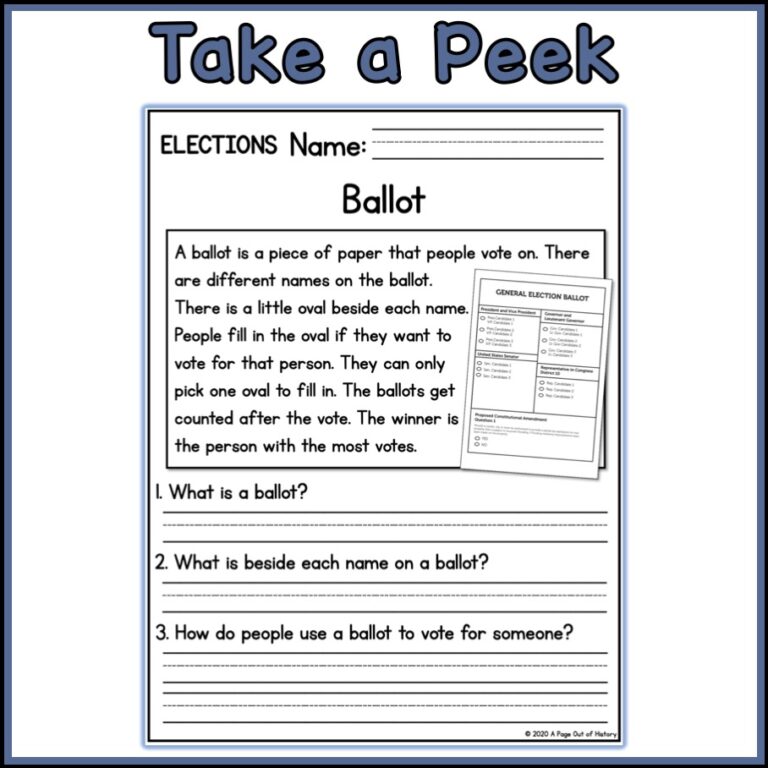 Elections Social Studies Reading Comprehension Passages K-2 - Made By ...